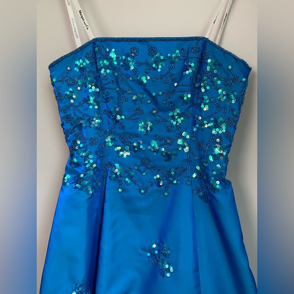 Morgan & Co. | Dresses | Womens Formal Y2k Morgan Co Blue Sequin Beaded ...